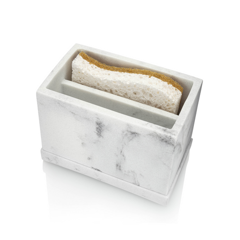 White Marble Modern Kitchen Sink Caddy with Drain Tray – Essentra Home